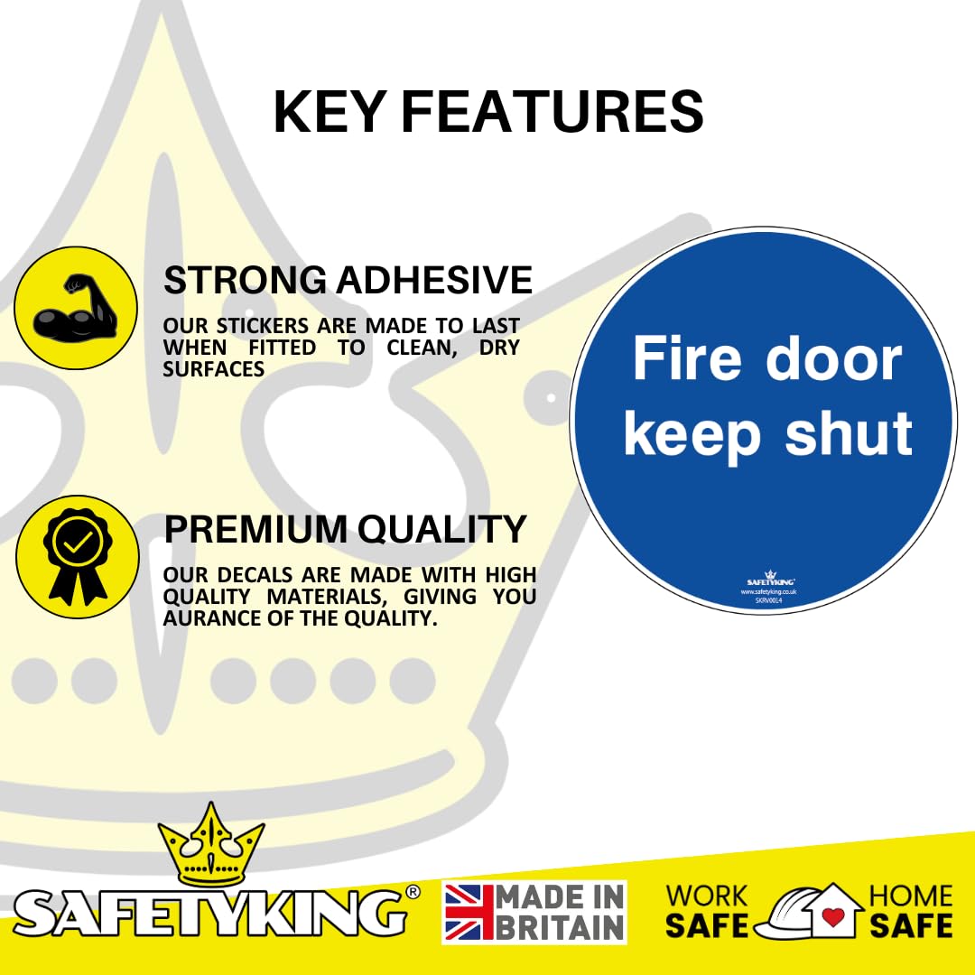 SAFETYKING 16 x Fire Door Keep Shut Stickers 78mm Diameter | Fire Door ...