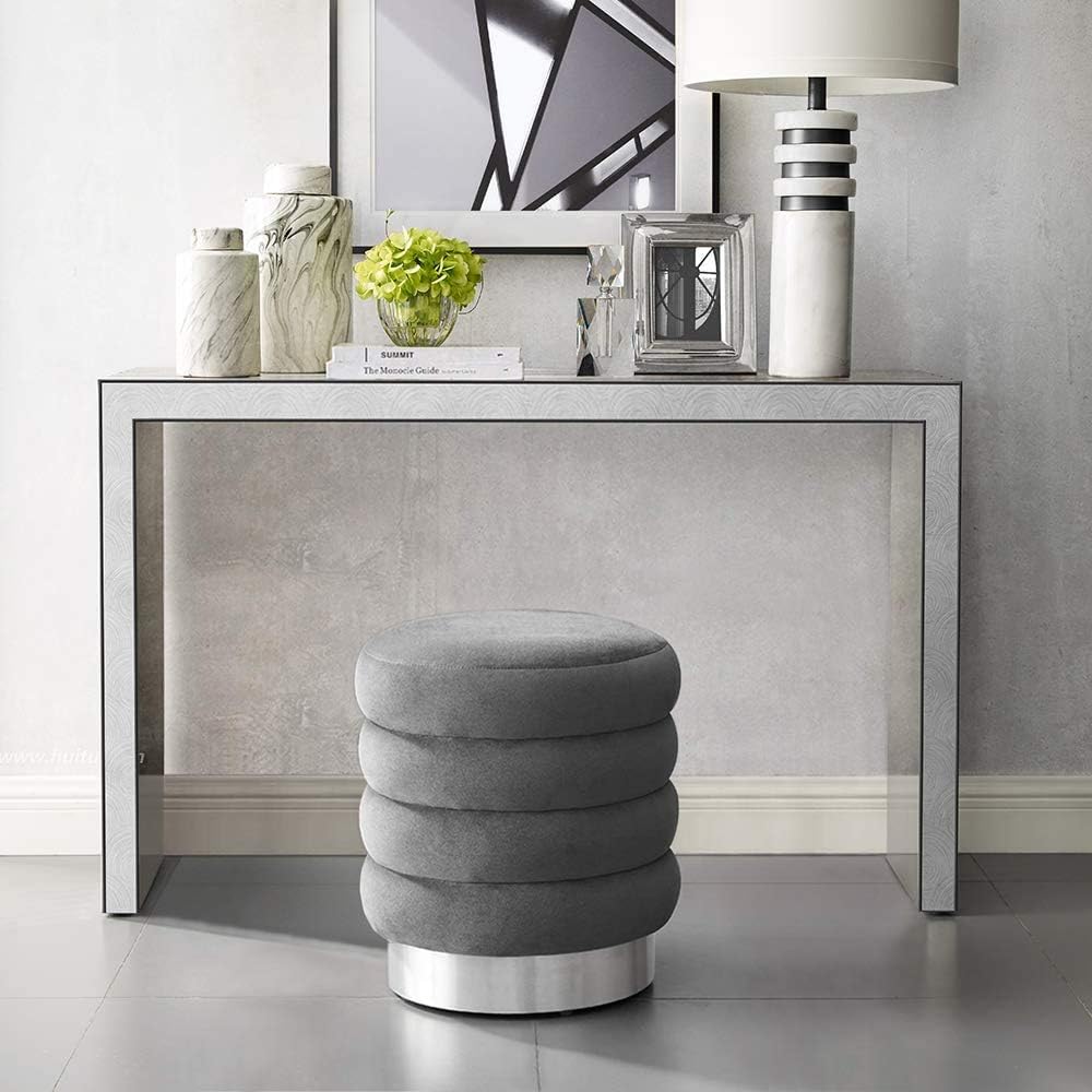 Amazon.com: MAKLAINE 17.3" H Velvet Storage Ottomans in Gray Finish ...