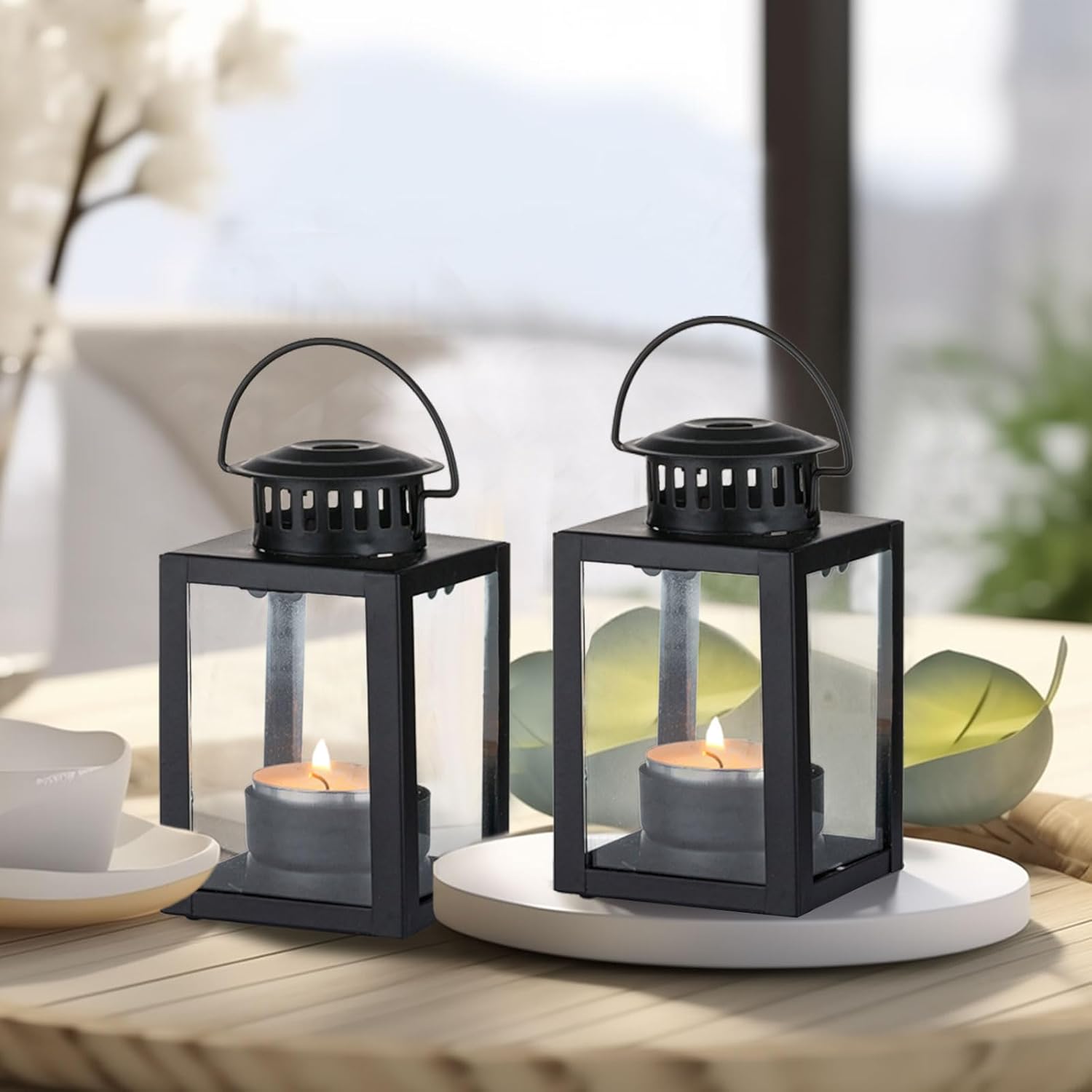 Amazon.com: Small Candle Lanterns Decorative Outdoor: 2 Pcs Black ...