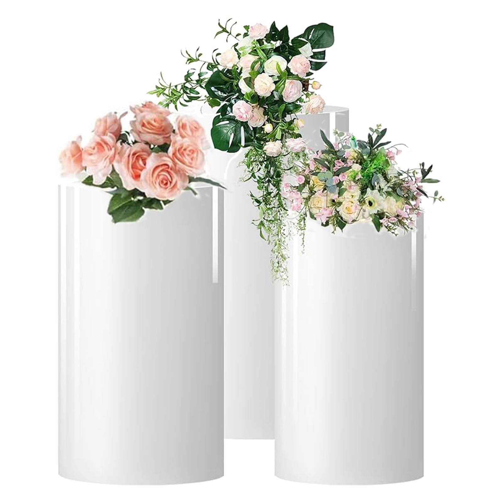 3Pcs Cylinder Stands for Party, Metal Round Cylinder Display Pedestal ...