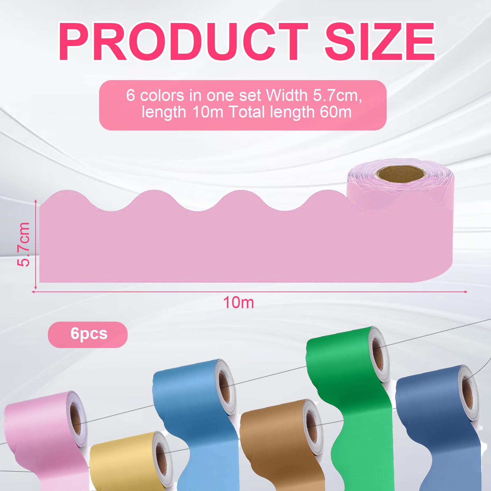 6 Rolls Border Roll,5.7cm*10m Bulletin Board Borders,Colorful Display ...