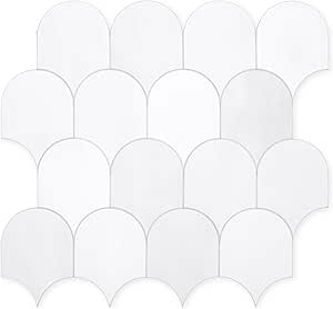 SUNWINGS Fish Scale Peel and Stick Backsplash Tile 11.4''x10.9 3D ...
