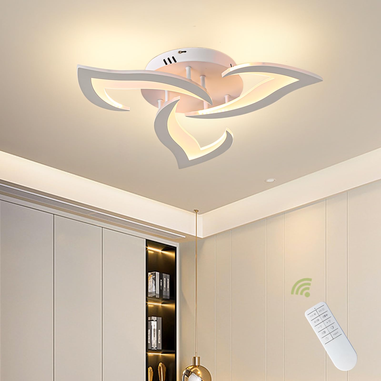 Becailyer LED Flower Ceiling Light Fixture, 3-Petals Modern Ceiling ...