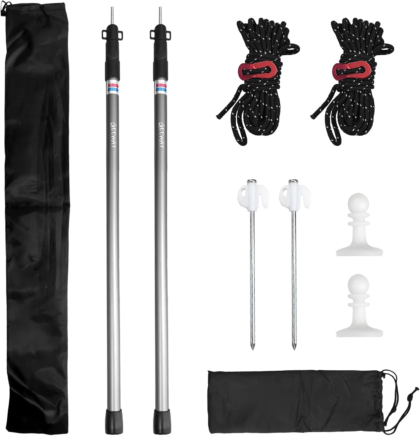 Amazon.com: GEEWAY 2 Pcs 90 Inch Tarp Poles for Camping, Heavy Duty ...