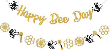 Amazon.com: Happy Bee Day Banner - Happy 1st Bee Day Banner, Honey ...