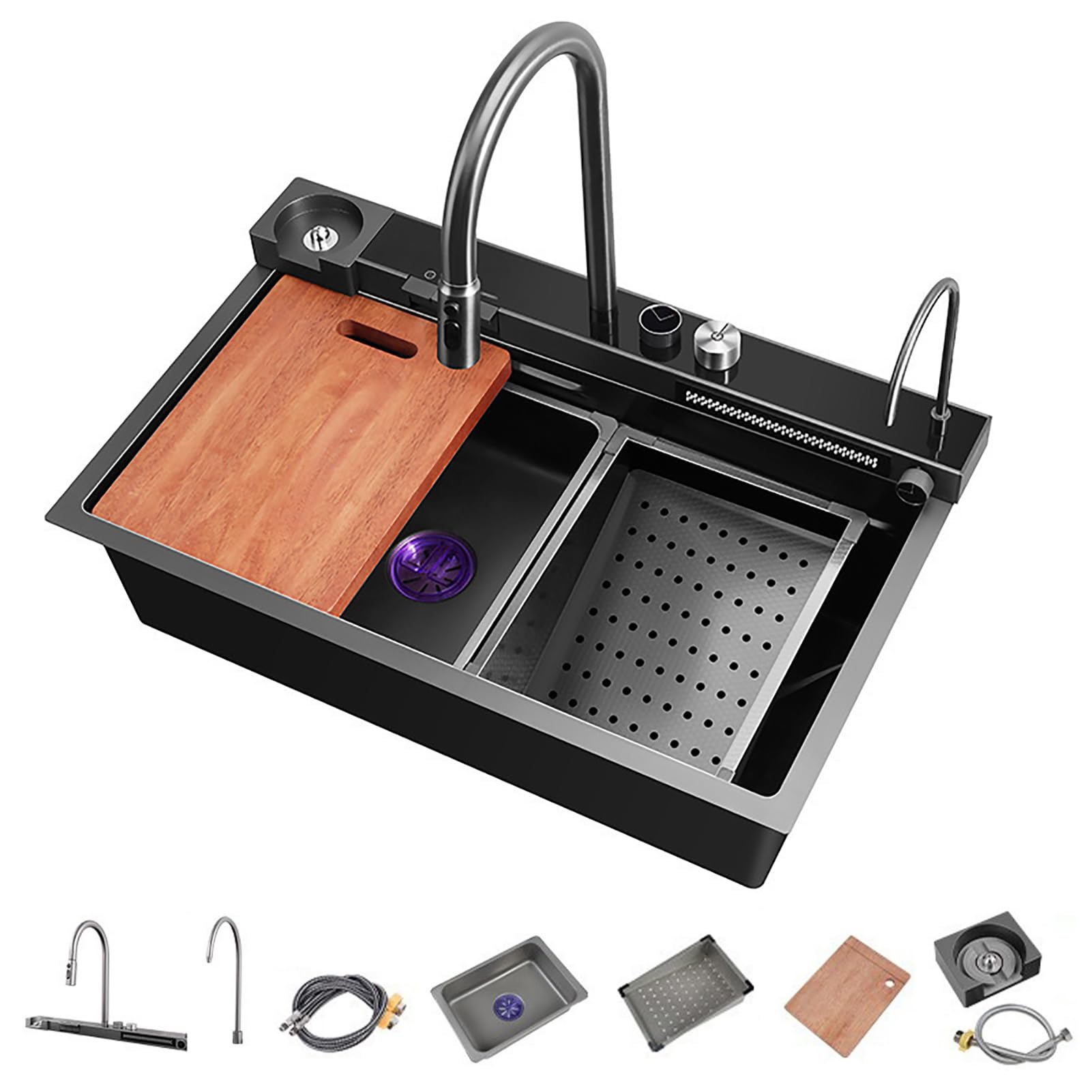 Nano 304-Grade Kitchen Sink With Integrated Waterfall,, 41% OFF