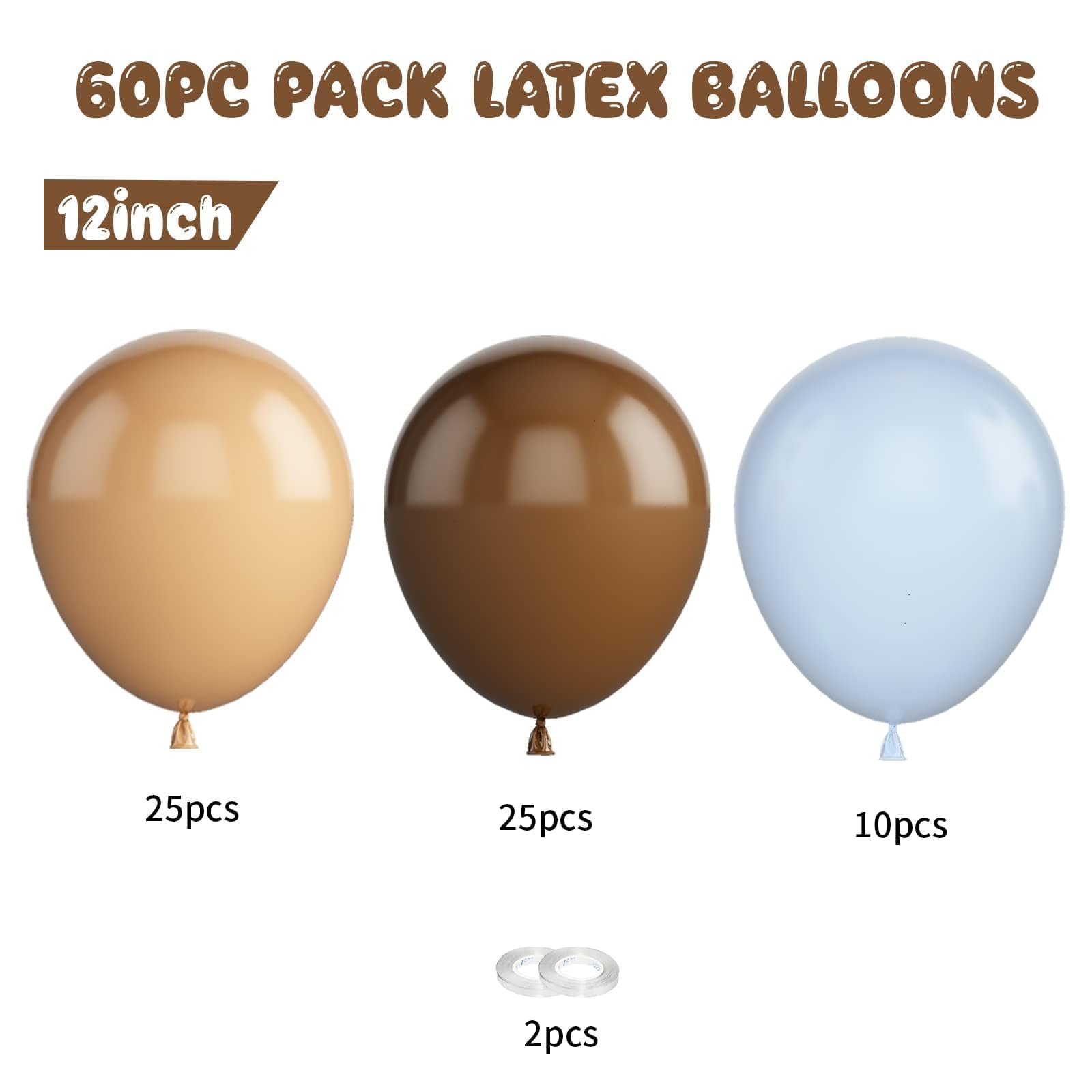 Snapklik.com : Blue Brown Balloons, 60 Pcs 12 Inch Maca Blue Coffee ...