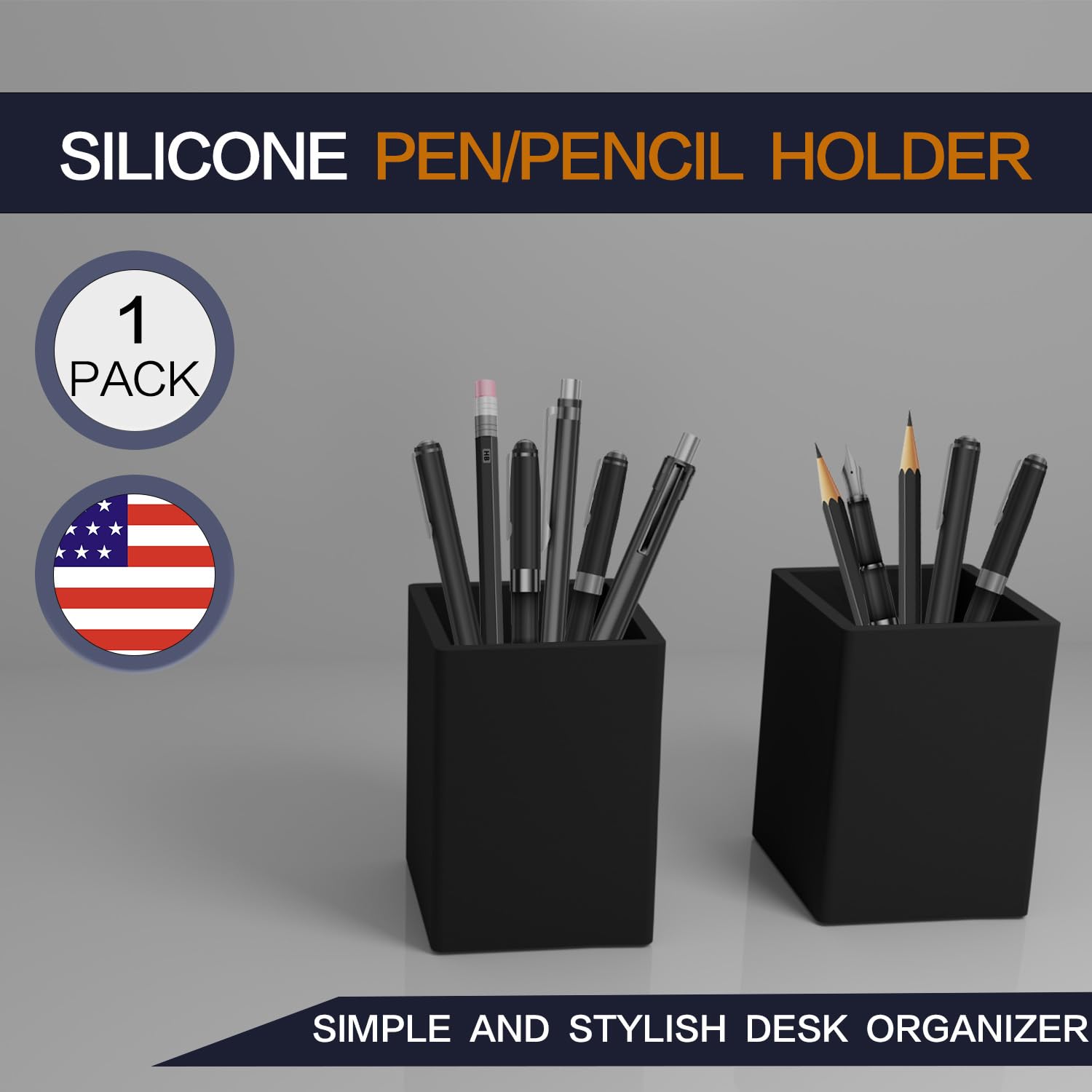 Pen Holder Modern Silicone - 5mm Thick Greek Column Design (Black ...
