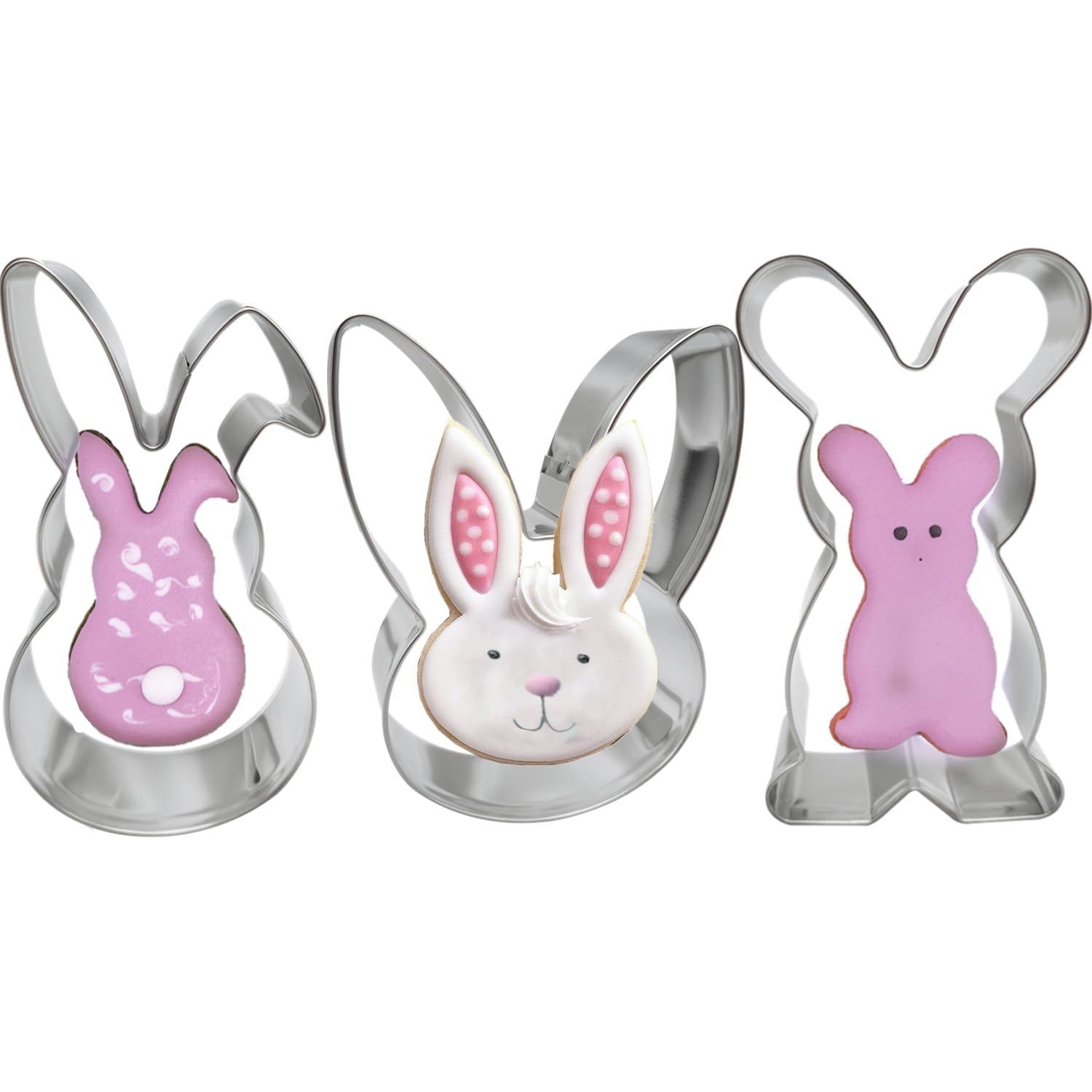 Snapklik.com : 3pcs Easter Bunny Cookie Cutter Set, 3.55" 3.35" 3.15 ...
