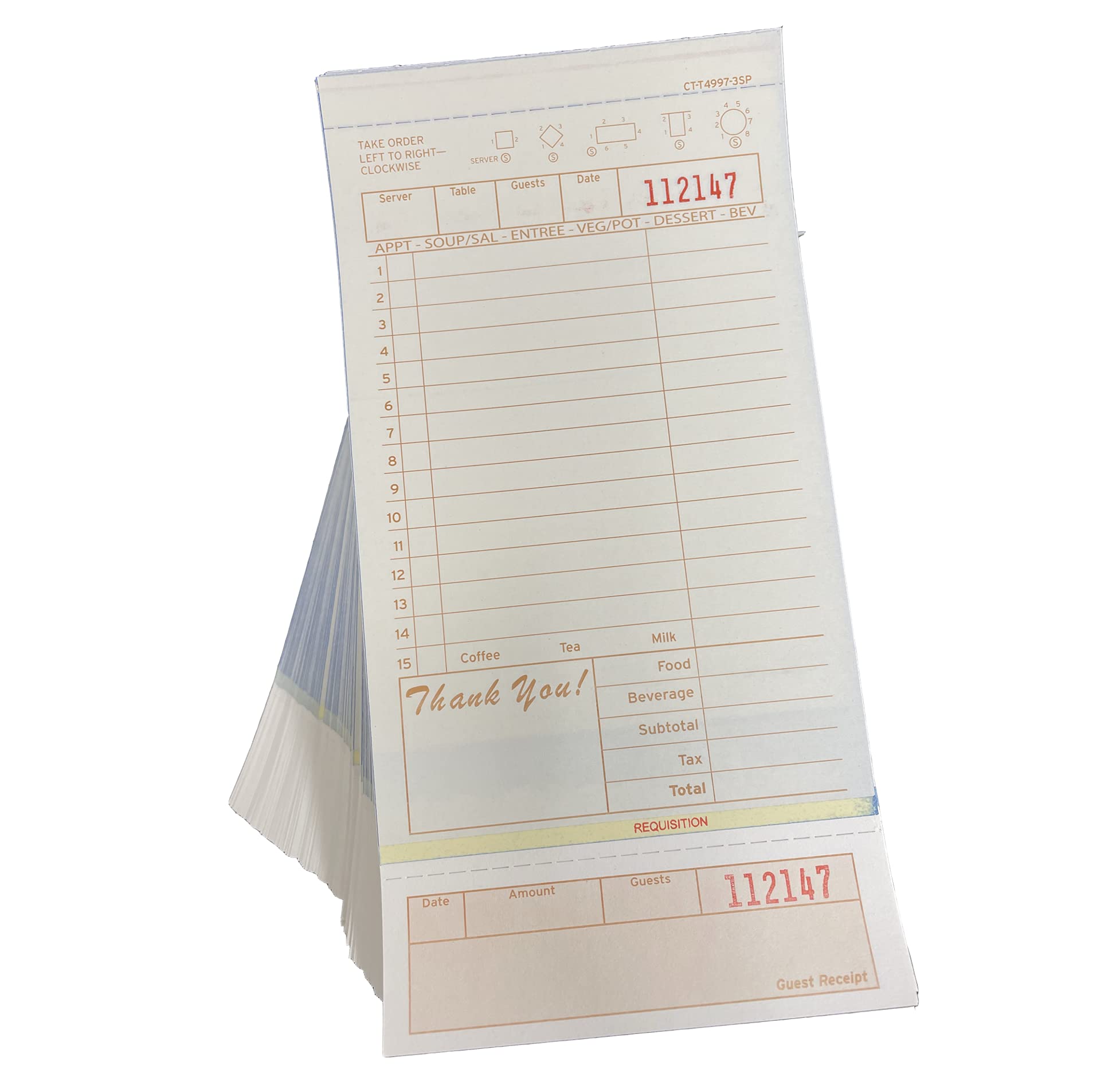 Buy WeiLife. [250Sheets] 3 Part Guest Check Pads Tan & White Carbonless ...