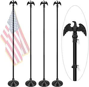 Amazon.com : 4 Pack 8FT Indoor Flagpole Kit, Deluxe Black Telescoping Flag Pole with Base Set ...