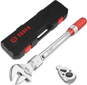 VANPO 1/2 Inch Drive Adjustable Torque Wrench, 10-170 Ft.Lb/13.6-230.5 Nm, 38MM Open End Torque ...