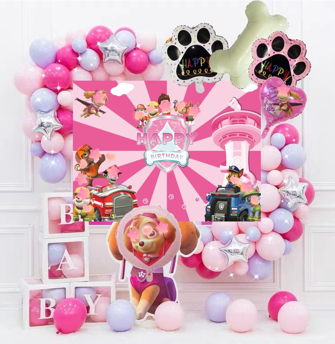 Amazon.com: Pink Dog Birthday Party Decorations, Paw Theme Party ...