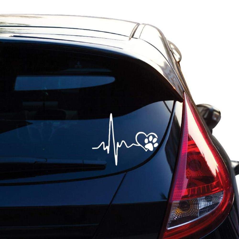 Stukk Stickers Heartbeat Love Dog Paw Footprint Bumper Window Vinyl ...