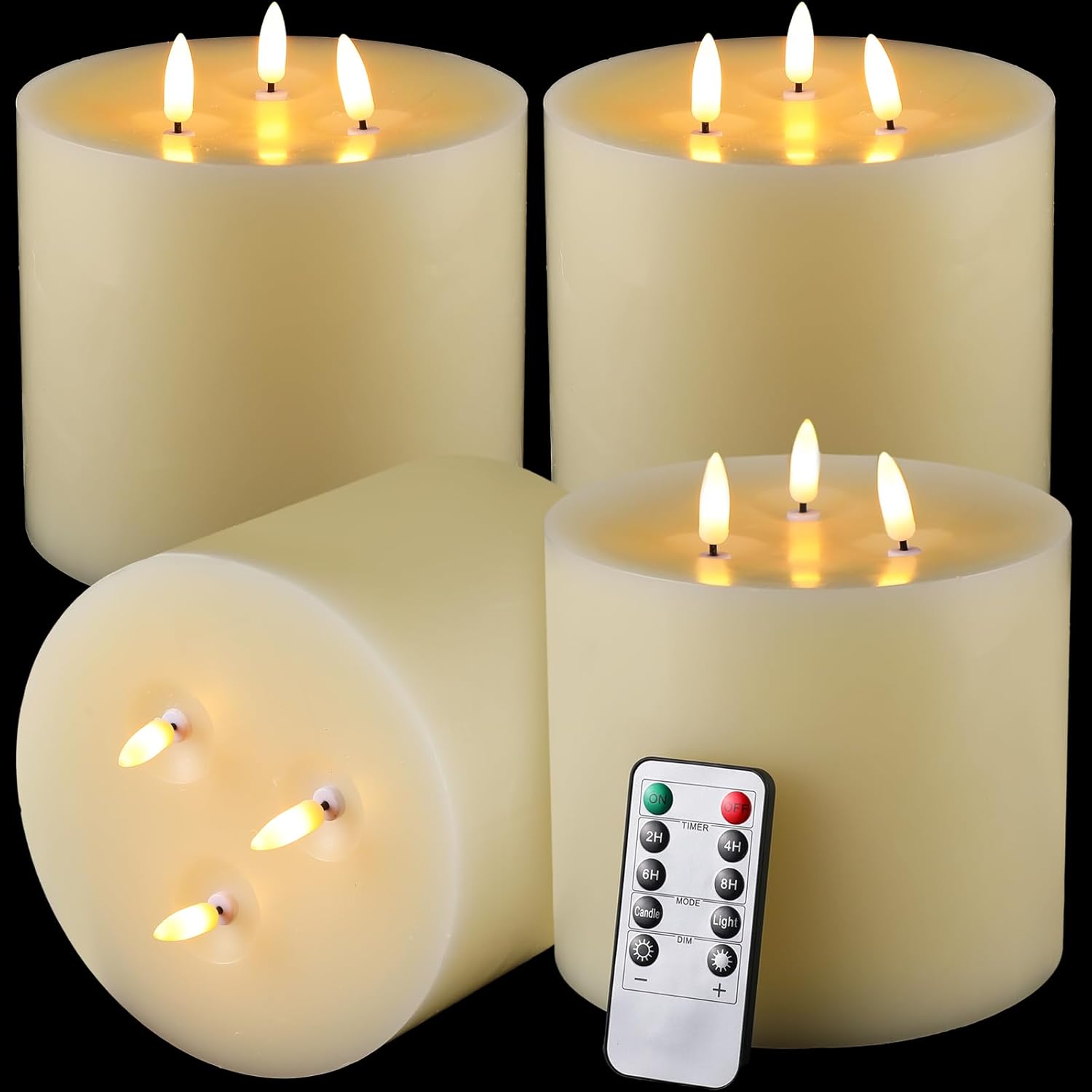 Amazon.com: Retisee 4 Pcs 6 x6 Extra Large Flameless Candle Christmas ...