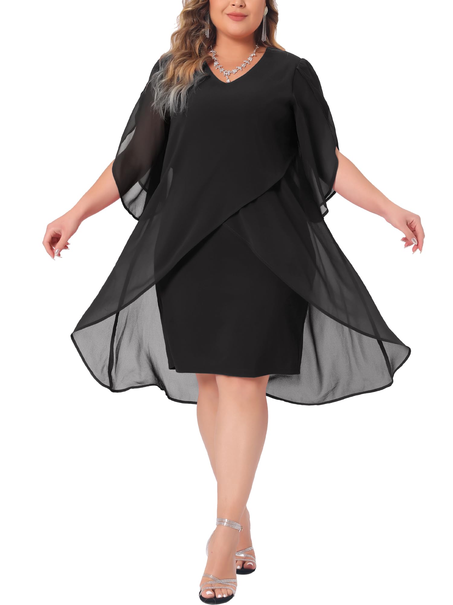 Amazon.com: Agnes Orinda Plus Size Chiffon Cocktail Dresses for Women ...
