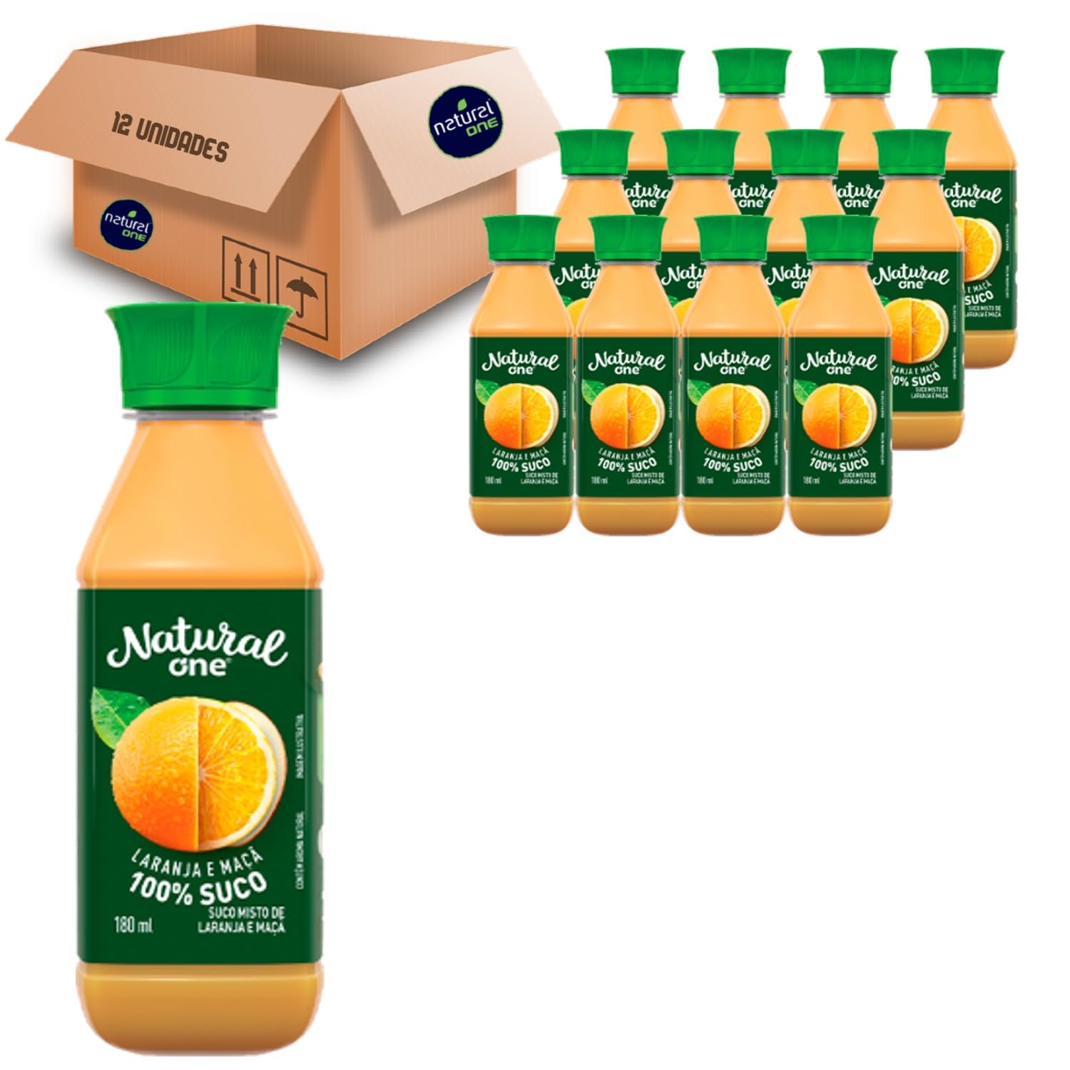 Suco Natural One Laranja e Maçã Ambiente 180ml (12 Unidades) | Amazon ...