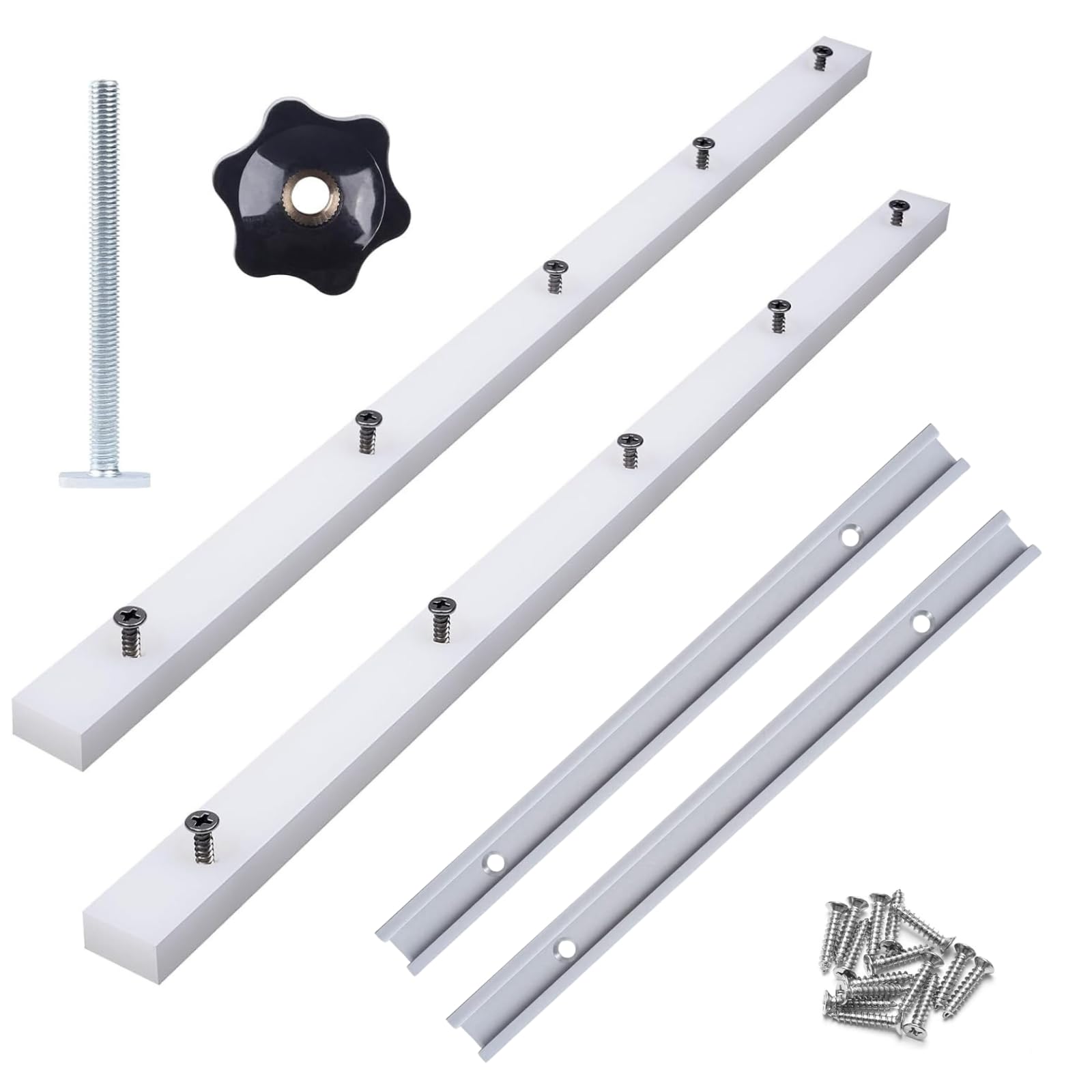 Table Saw Crosscut Sled Kit with 2 Pack 17" UHMW Miter Bars 12 ...