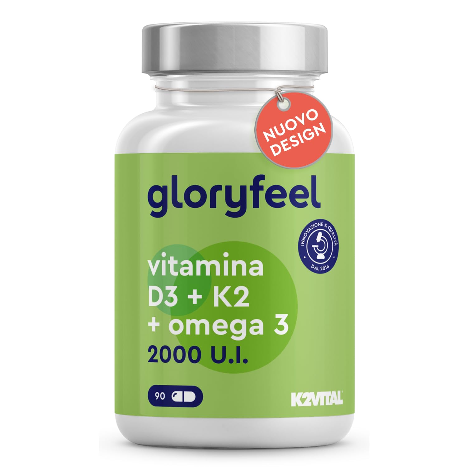 Vitamina D3 + K2 + Omega 3, 90 Capsule Softgel, 2000UI Vitamina D, 100 ...