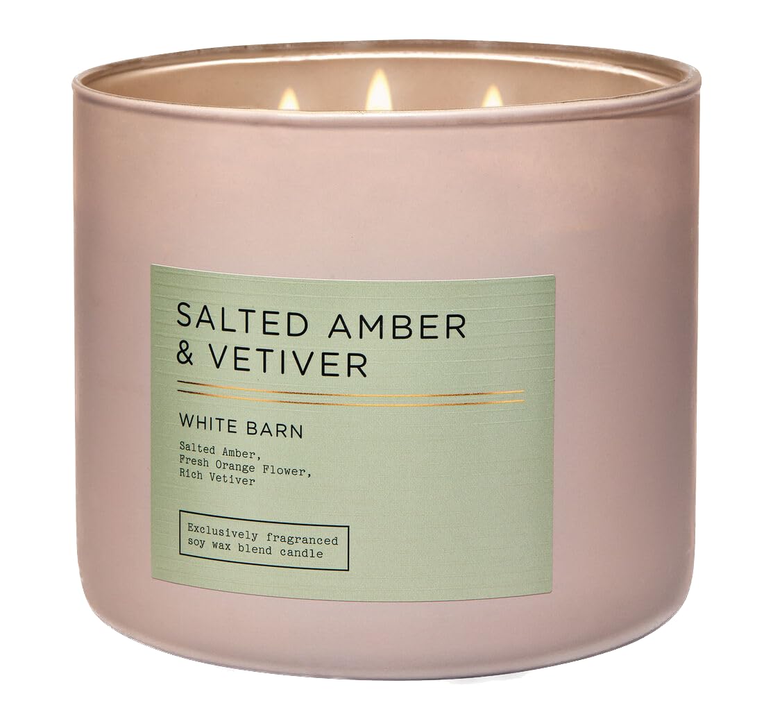 Amazon.com: Bath + Body Works Salted Amber and Vetiver Candle - Warm ...