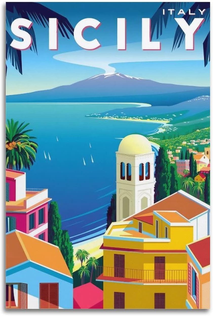 Amazon.com: shishi Retro Sicily Travel Poster Poster Decorative ...