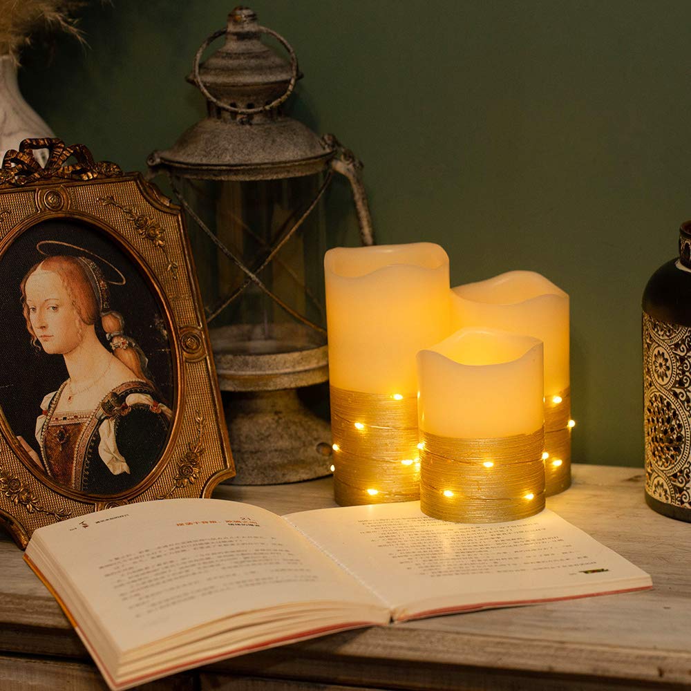 Flickering LED Candle Set with Daily Timer,BeMoment Flameless Candles ...