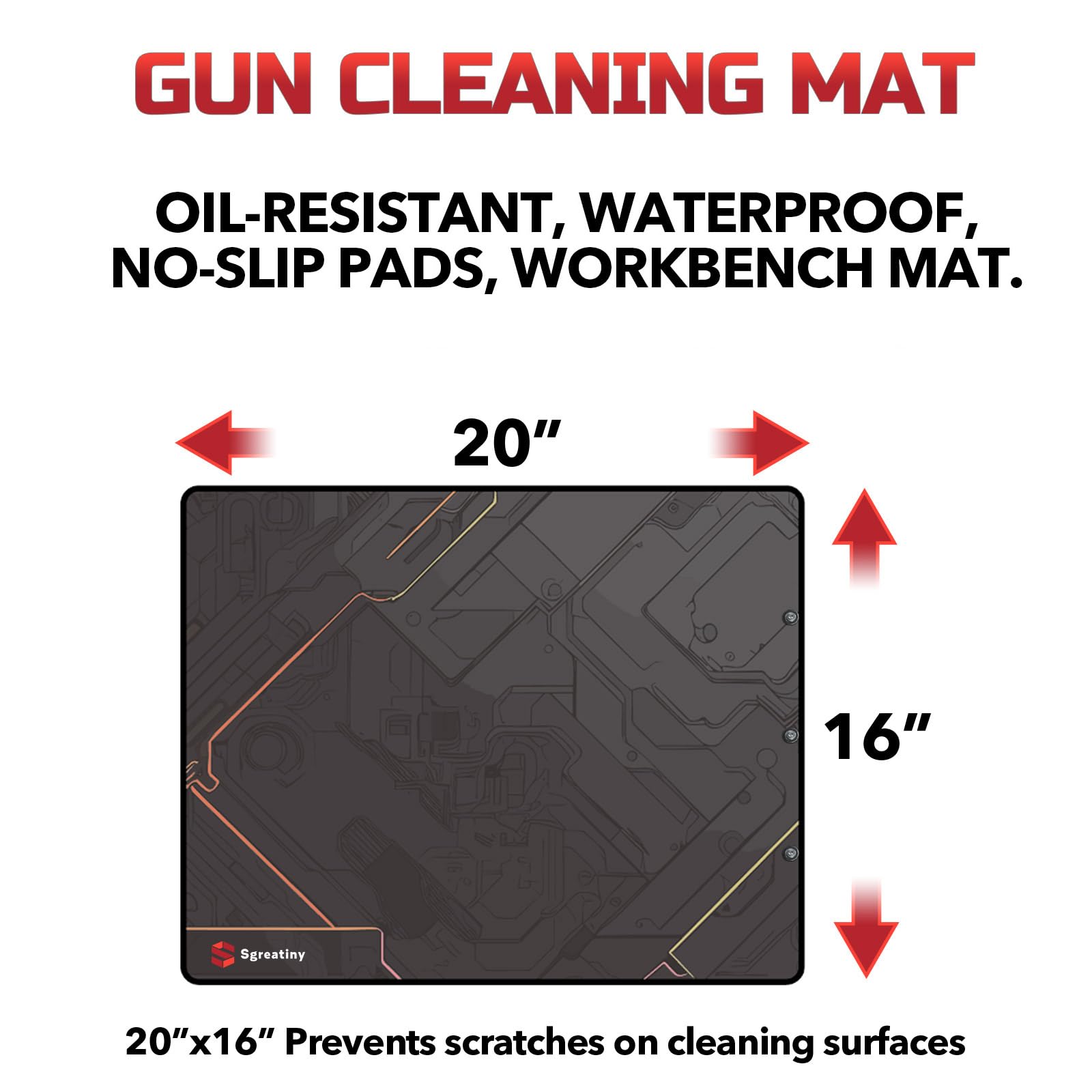 Snapklik.com : 20"x 16" Large Gun Cleaning Mat,Work mat,Double ...