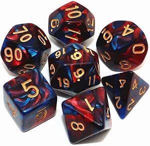 CREEBUY DND Dice Red Blue Polyhedral Dice Set for Dungeons and Dragons ...