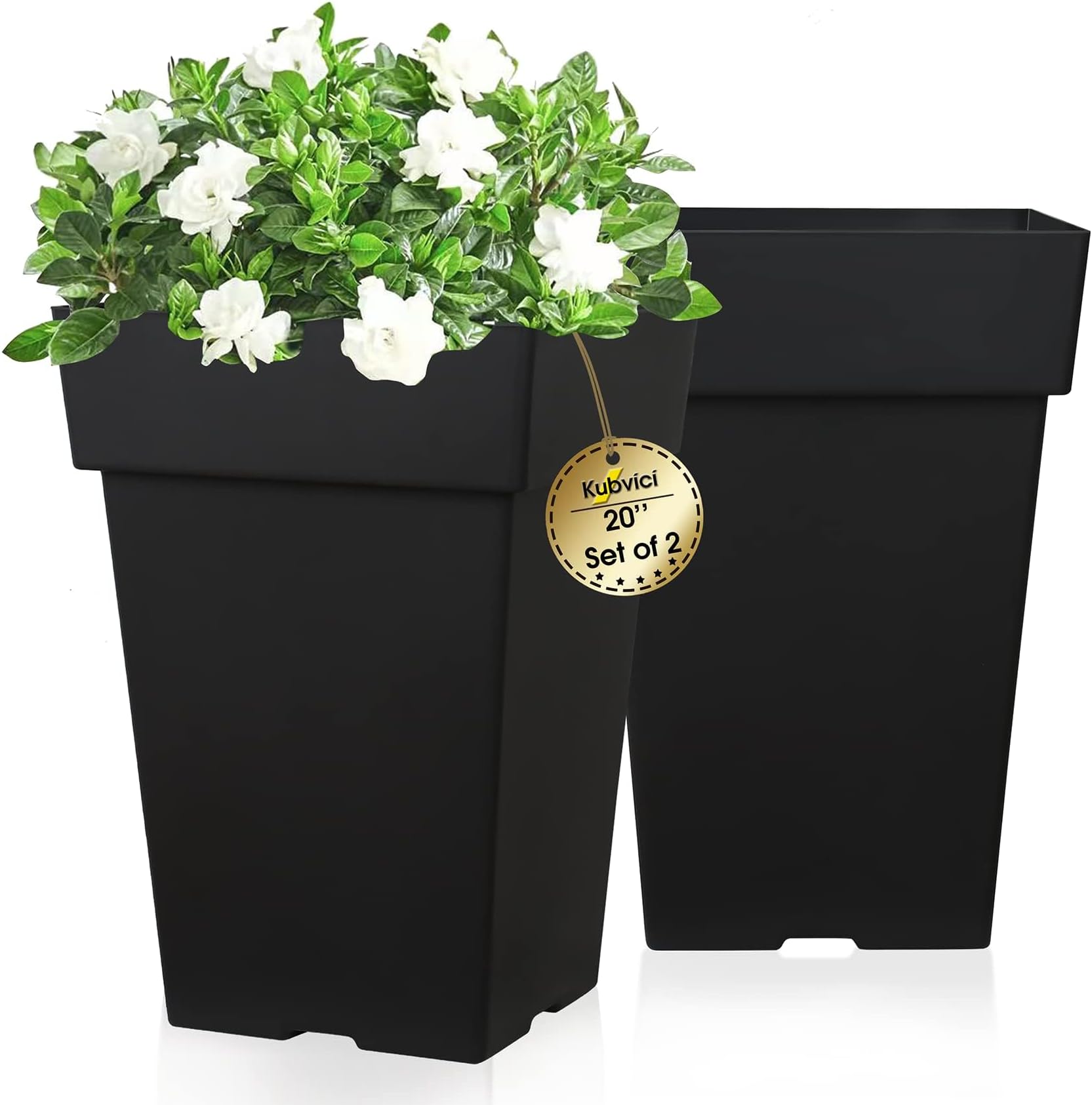 Amazon.com : Worth Garden 23.5" H. Large Plastic Planters - Set of 2 ...