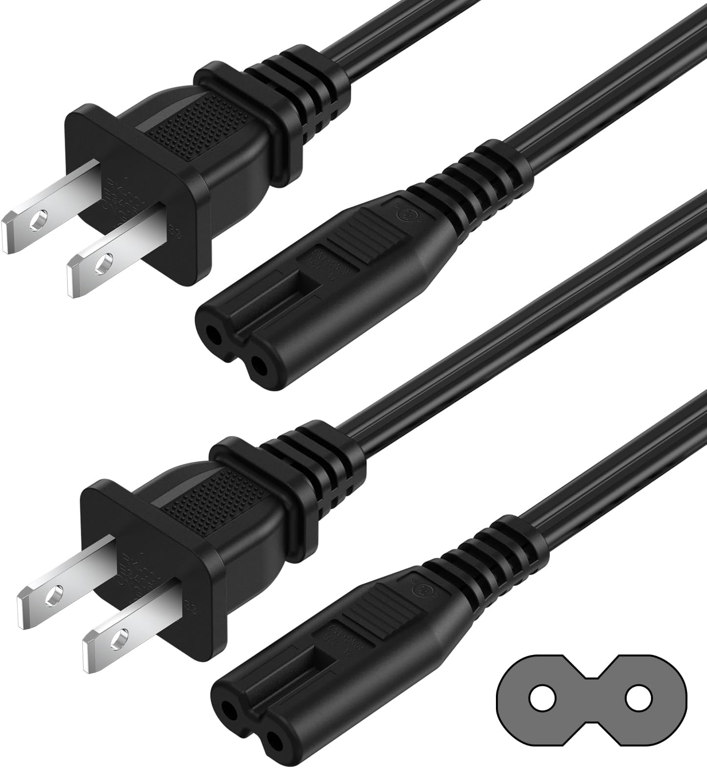 Amazon.com: AC Power Cord 10FT(1 Pack), 2 Prong TV Power Cord, Nylon ...