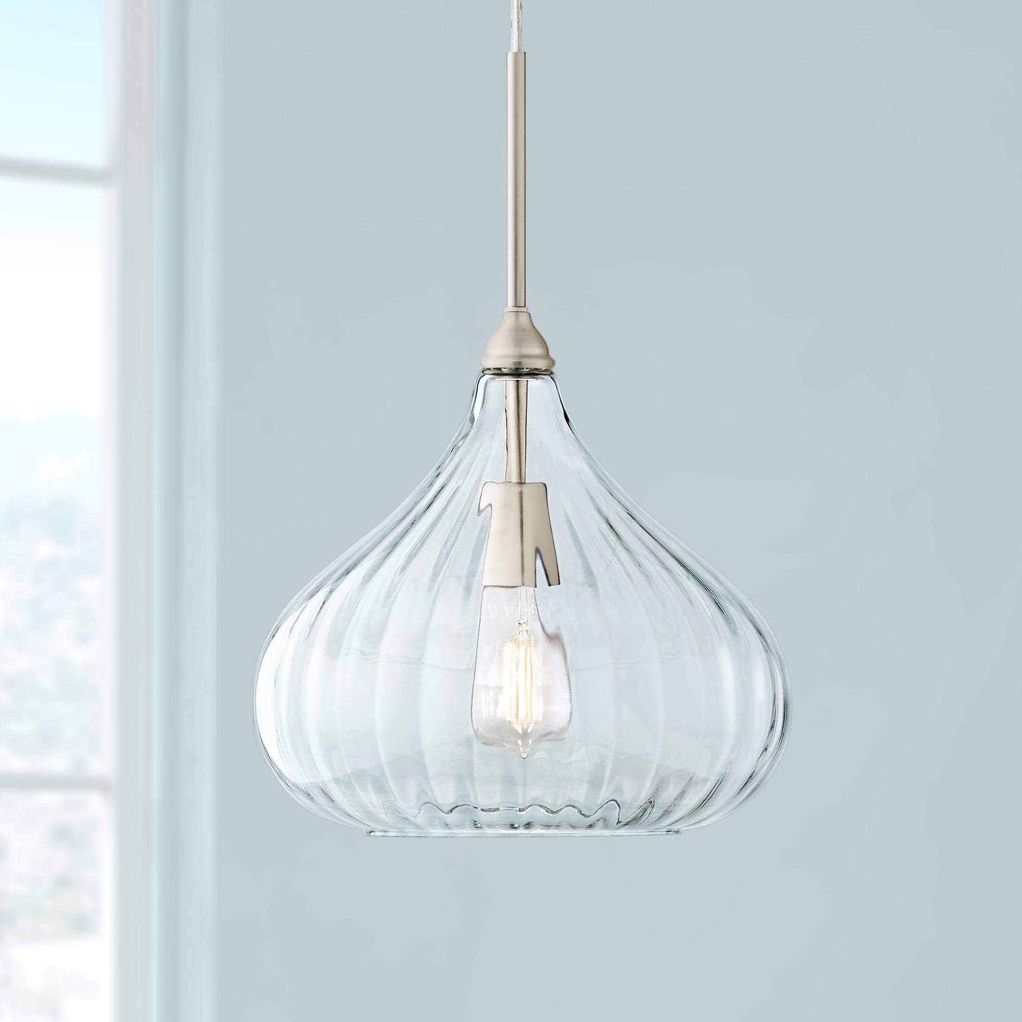 Possini Euro Design Major Brushed Nickel Mini Pendant Lighting Fixture ...
