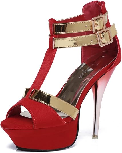 Amazon.com | GATUXUS Open Toe Women Platform High Heel Shoes Strappy ...