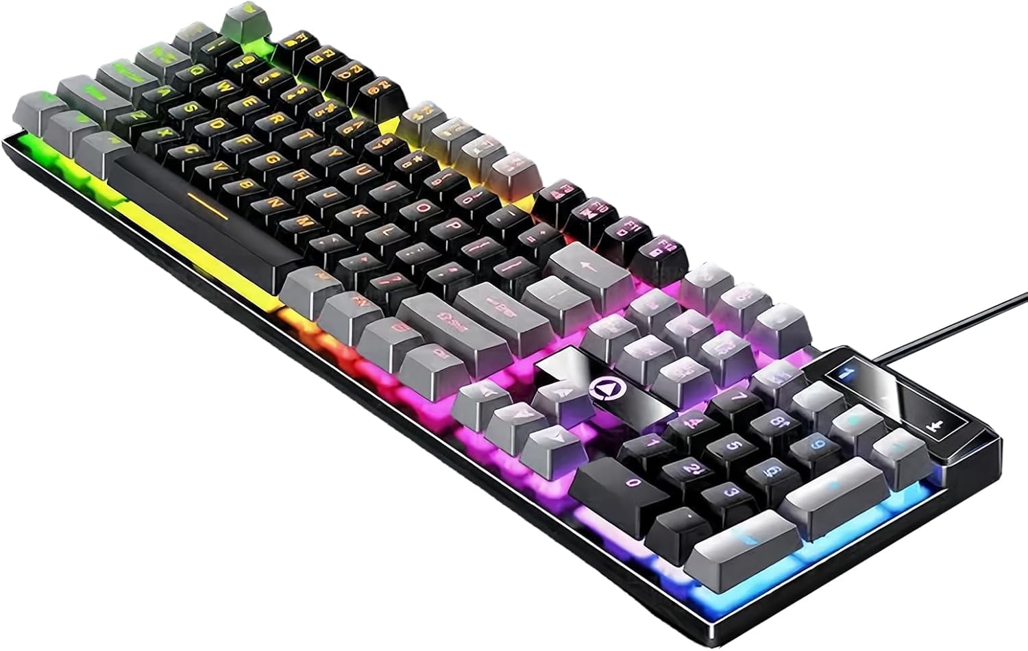 Amazon.com: Wired Multimedia Gaming Keyboard, Rainbow LED Backlit Ultra ...
