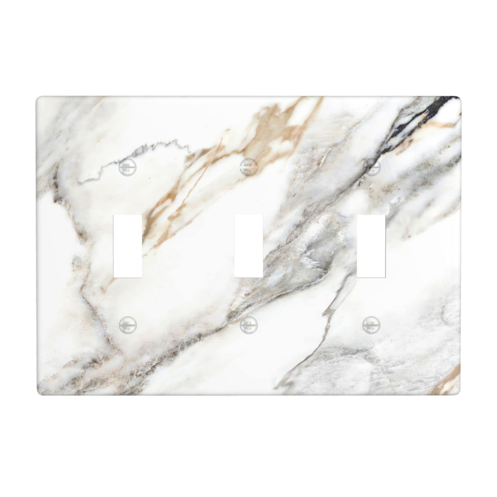 Whtie Grey Black Marble Print 3 Gang Triple Toggle Light Switch Plate ...