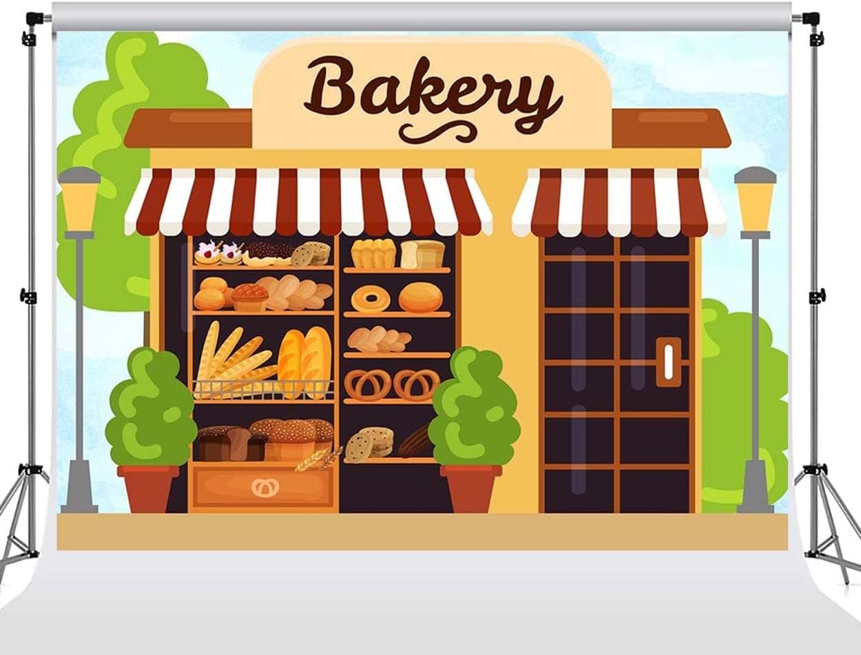 Amazon.com : Bakery Shop Backdrop Cartoon Bakery Cooking Party Kids ...