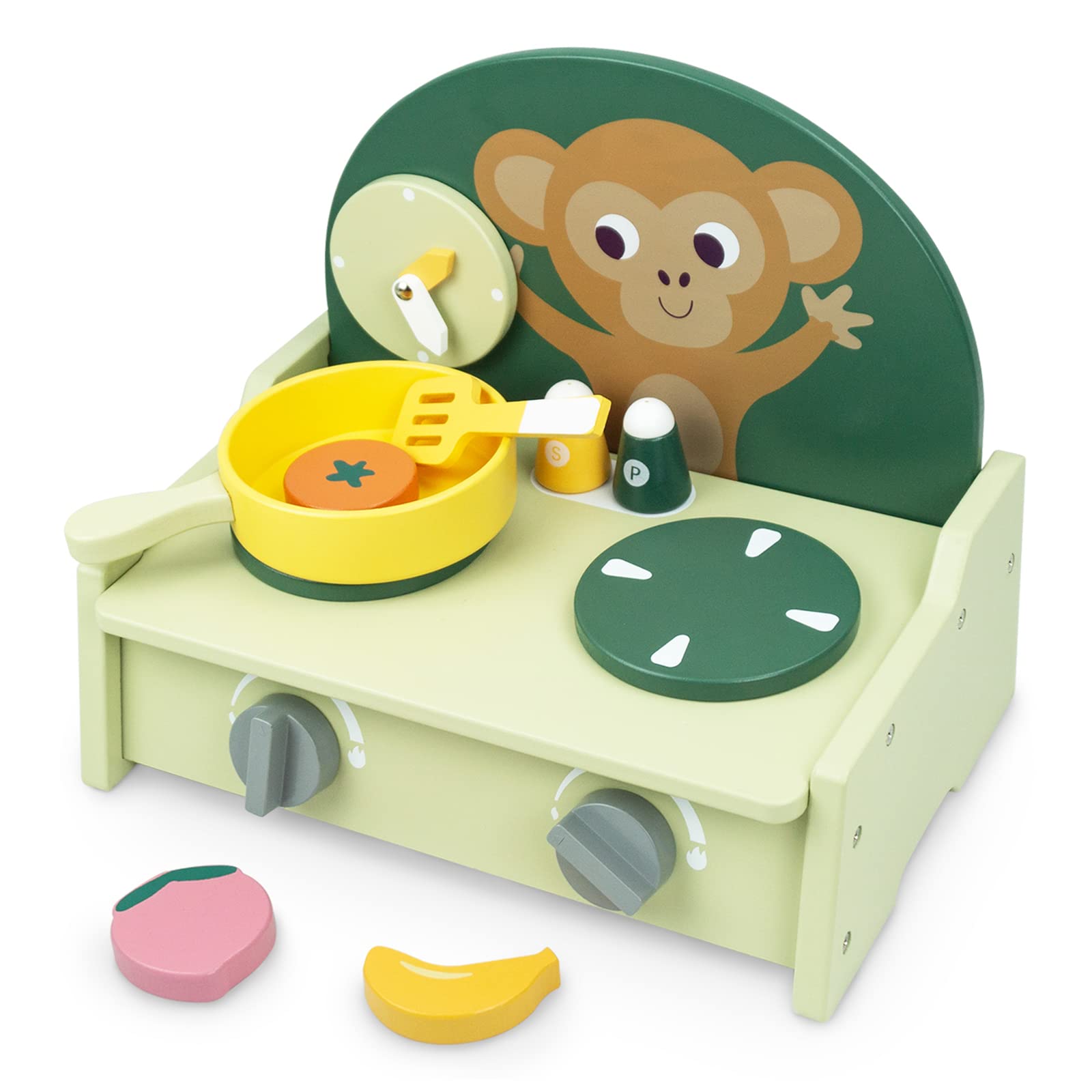 Kids Kitchen Playset, Wooden Play Kitchen Set with Stove, Pan and Toy ...