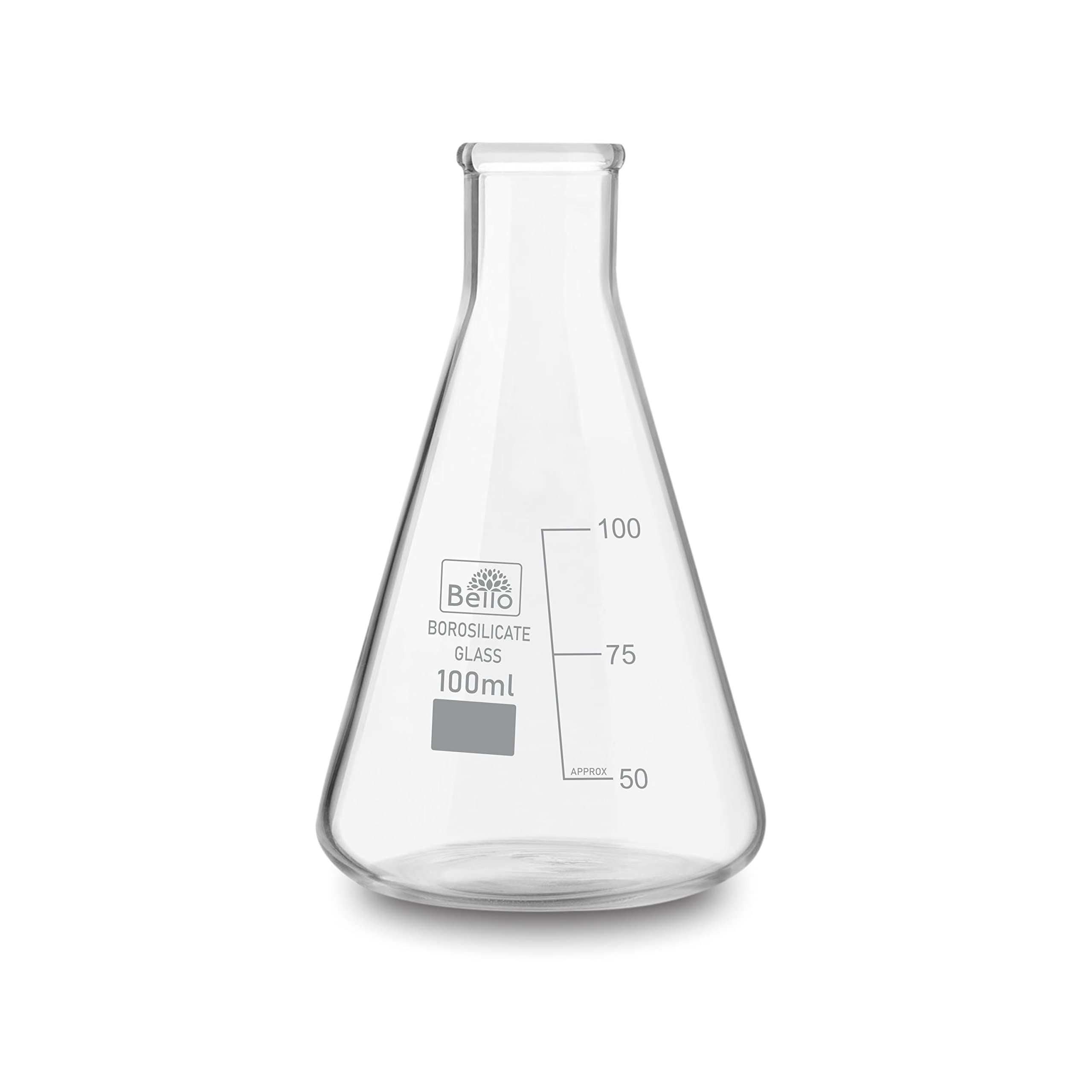 Bello Borosilicate 3.3 Glass Conical Flask 100 ml with Graduation Marks ...
