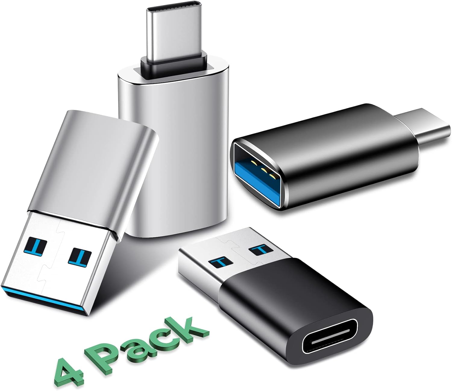 Paquete de 4 adaptadores USB C a USB, 2 USB-C a USB-A y 2 USB-A a USB-C: adaptador hembra de ...