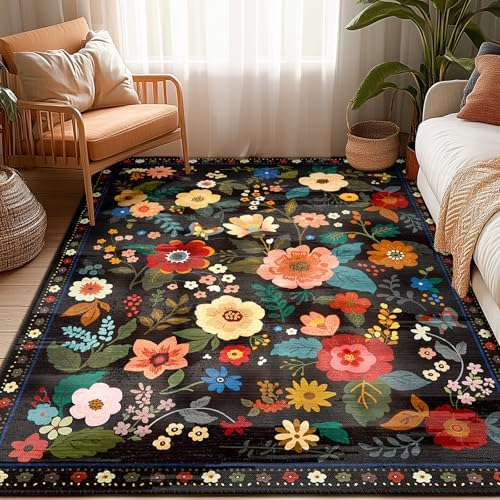 Amazon.com: Rugcomf Living Room Rug 5x7 Rug Machine Washable Boho Area ...