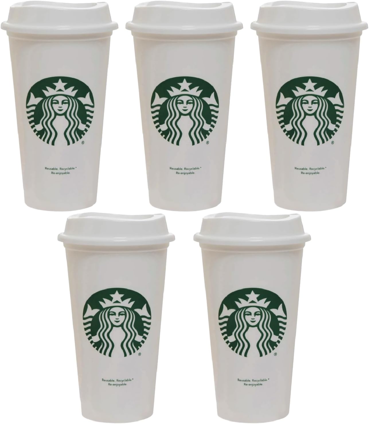 Amazon.com | Starbucks Set of 5 16oz Reusable Hot Cups with Lid ...
