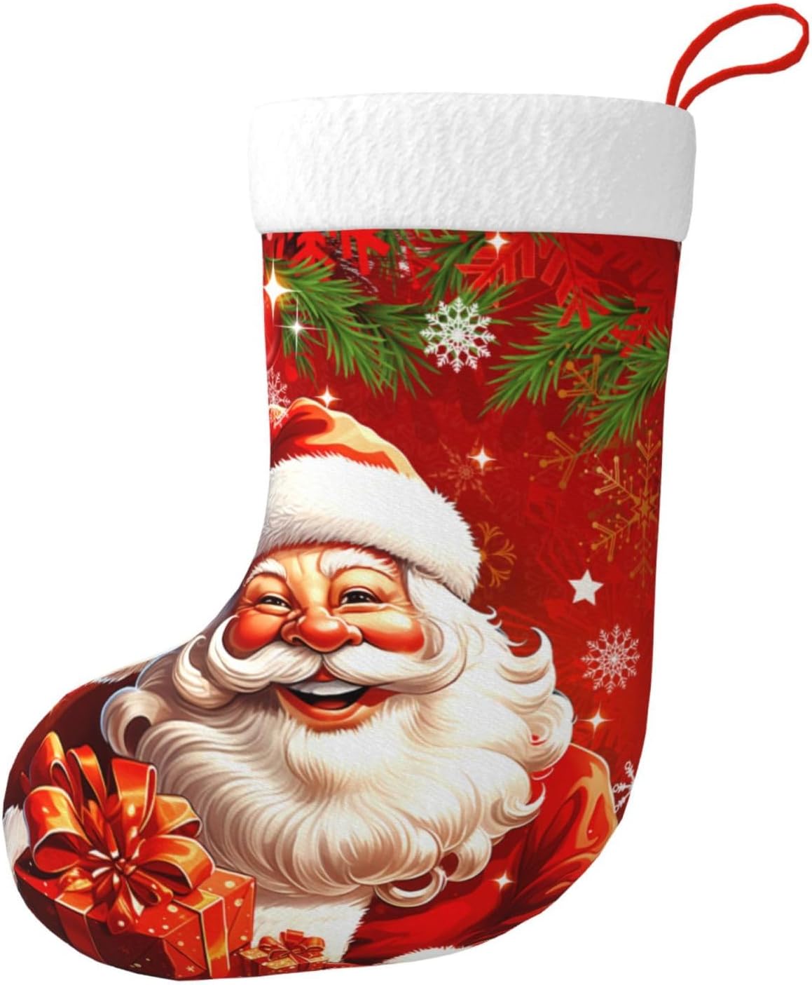 Amazon.com: Classic Santa Claus Christmas Stocking Red Christmas Mantel ...