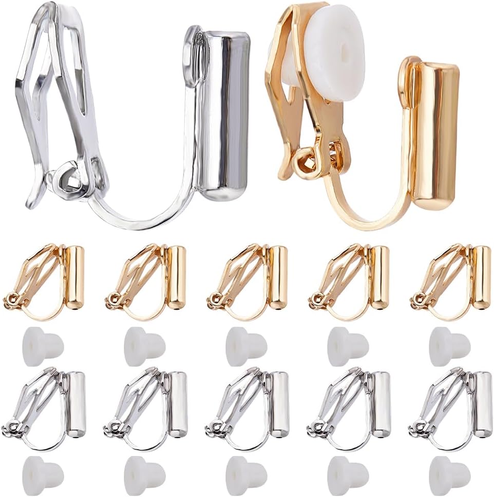 SOFPLATE 1 Box 60Pcs Silver Earring Converter Clip on Earrings Back ...