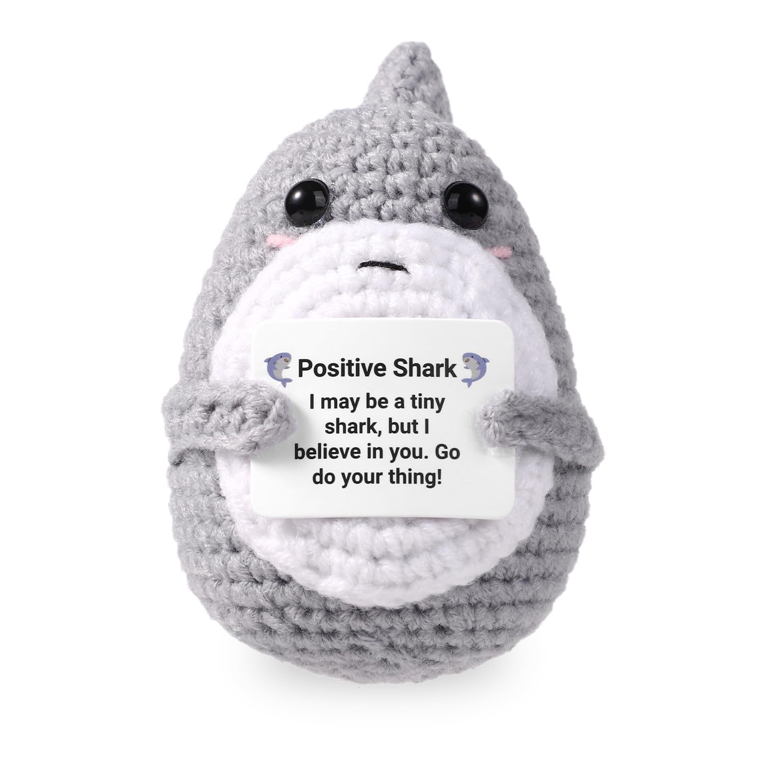 Amazon.com: TOYMIS Positive Crochet Shark, Emotional Cute Grey Shark ...