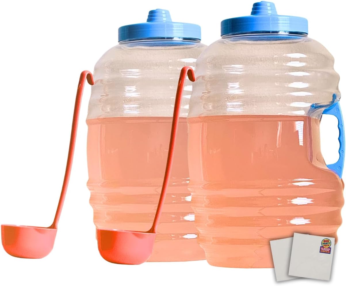 Amazon.com | 2 Pack 5 Gallon Jug with Assorted Color Lids, Side Handle ...