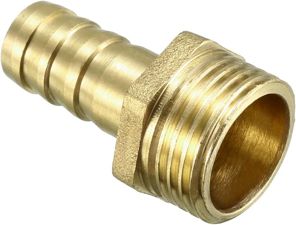 sourcing map Brass Barb Hose Fitting Connector Adapter 12mm Barbed x G1 ...