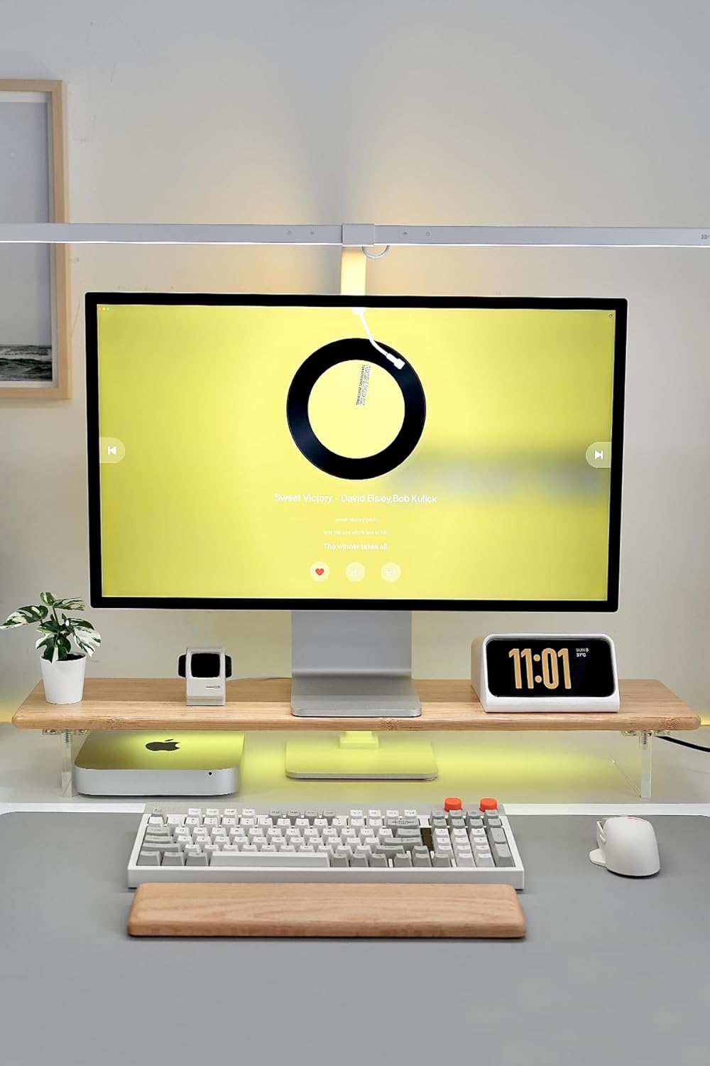 Amazon.com: ROCDEER Bamboo Monitor Stand Riser with RGB Lights,31.5 ...