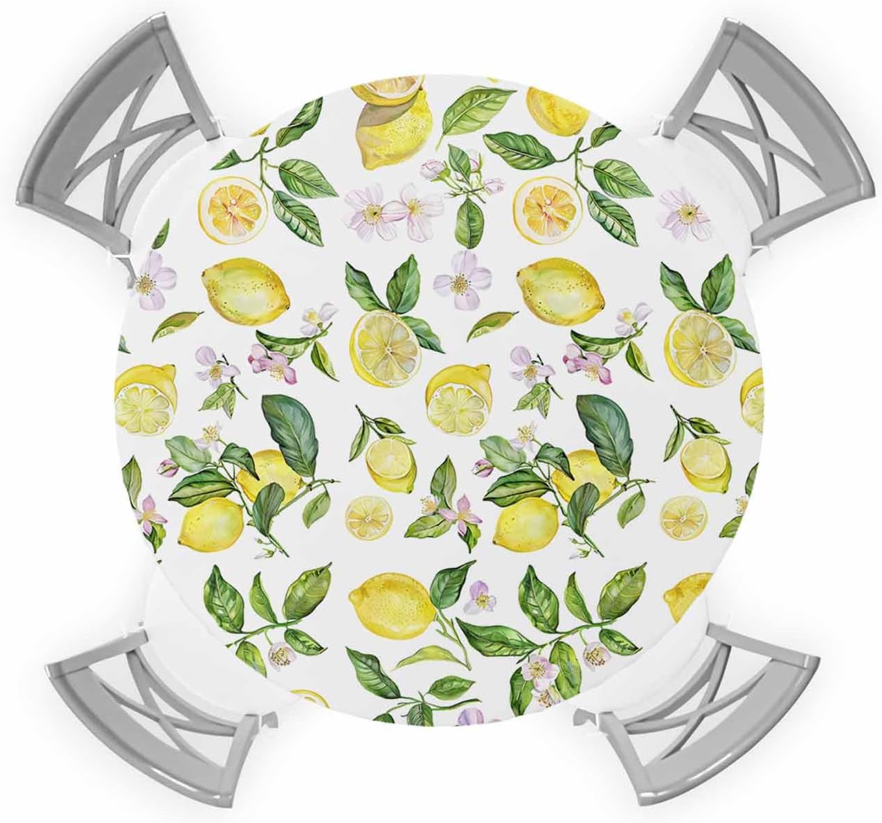 Amazon.com: Yellow Round Tablecloth with Elastic, Waterproof Floral ...