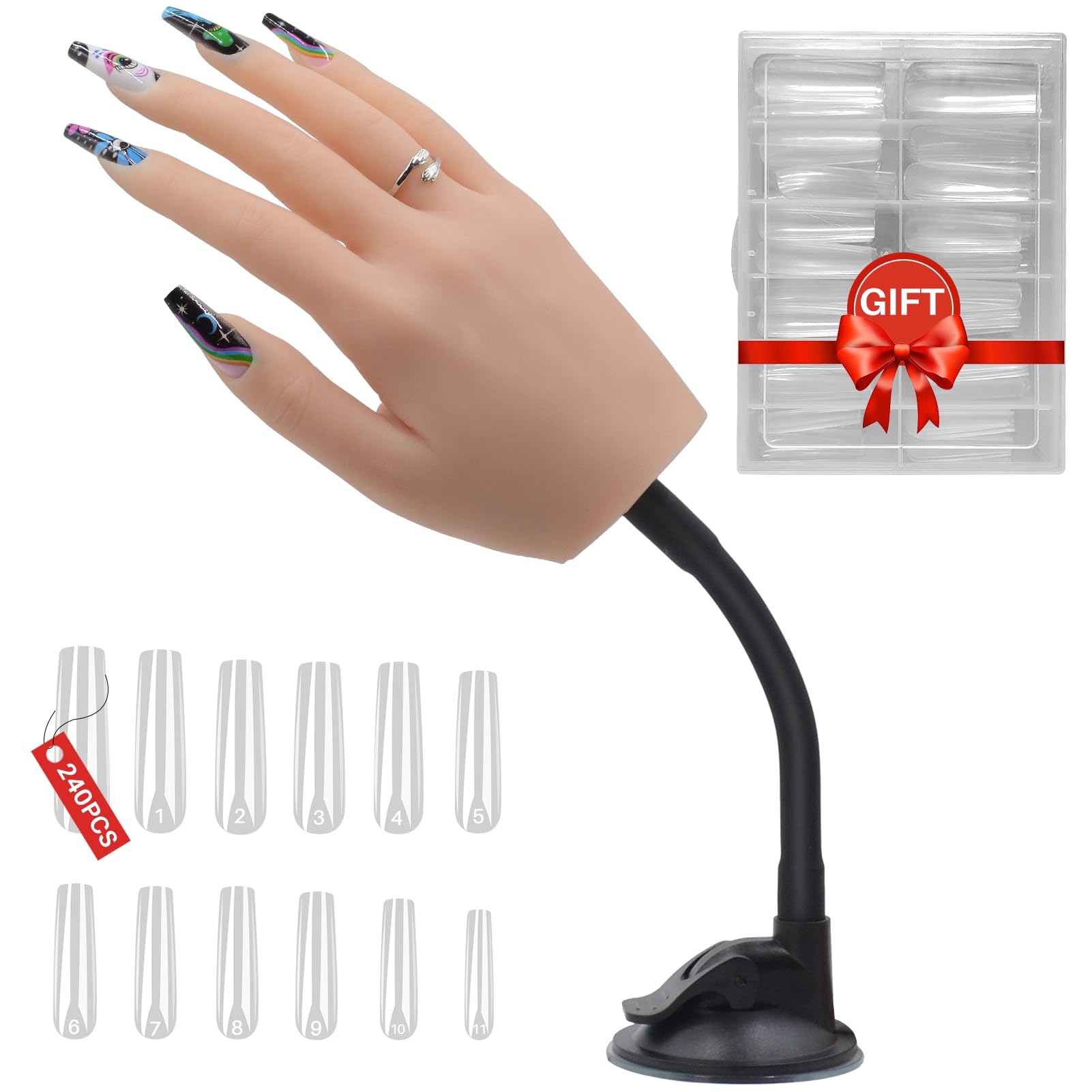 Amazon.com: Fromeet Silicone Practice Hand for Acrylic Nails, Realistic ...