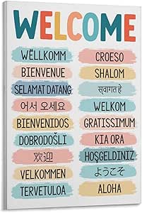 Amazon.com: GOUEH Multi-Language Welcome Sign Office Wall Art Classroom ...