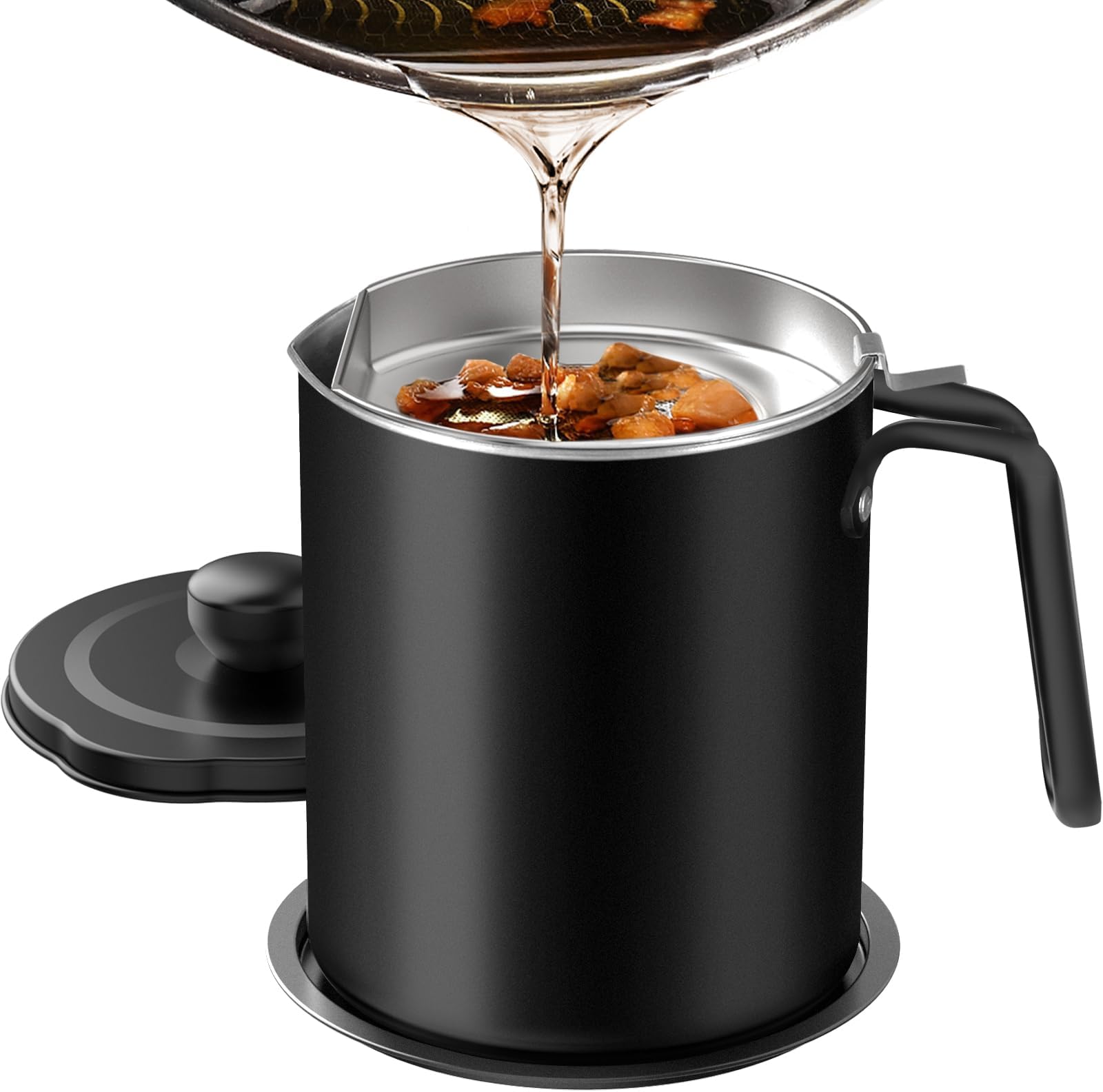 Amazon.com: Cook N Home Speciality Oil Grease Storage Can with strainer ...